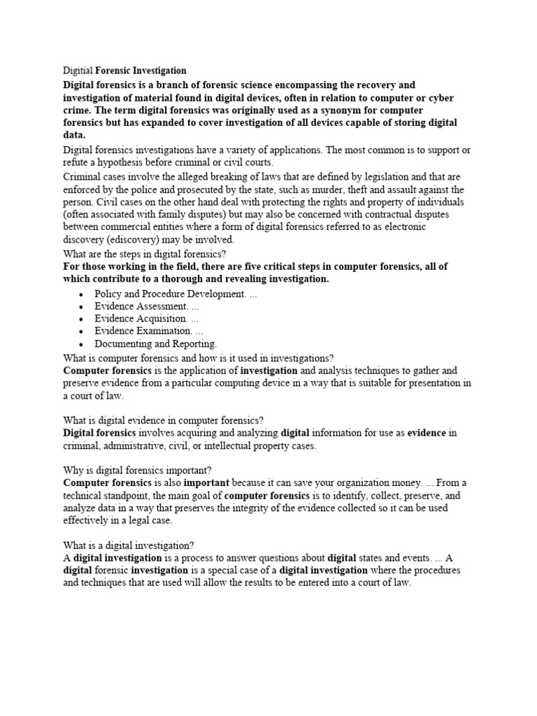 Digitial Forensic Investigation | PDF | Digital Forensics | Computer Forensics