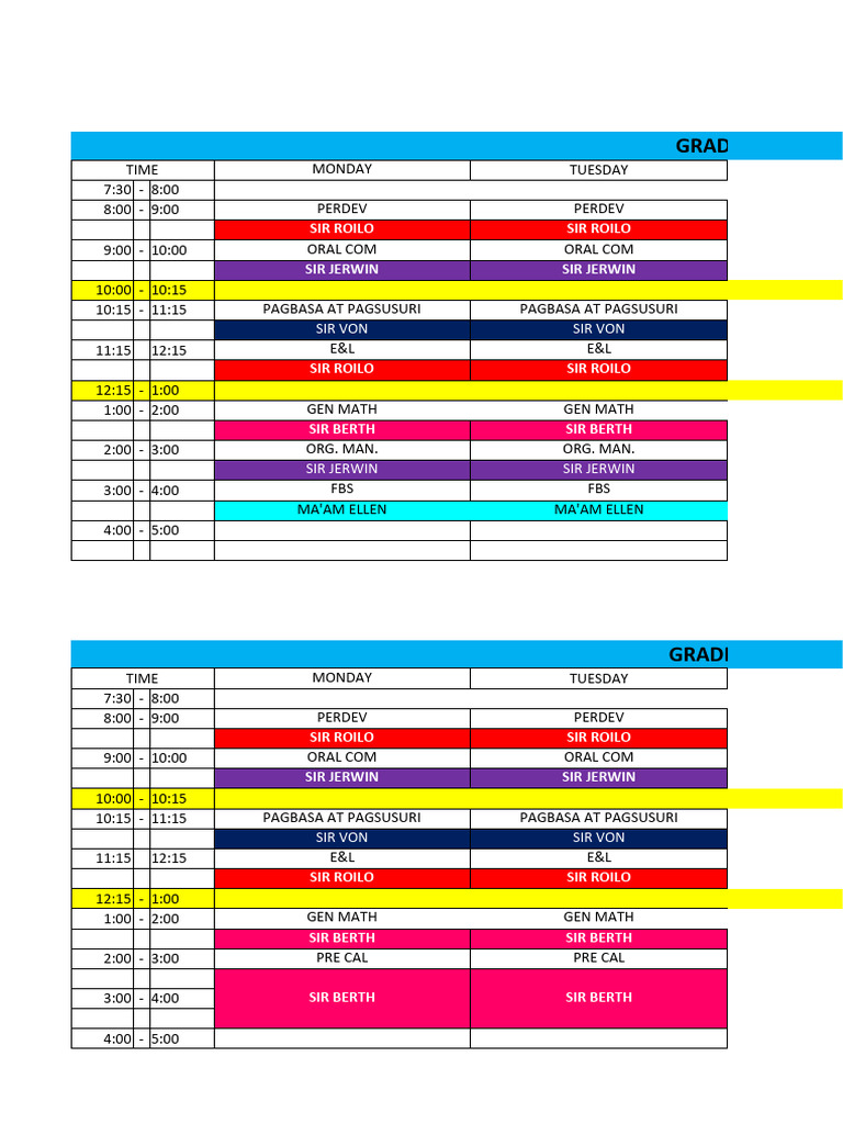 Class-Sched 081921 | PDF