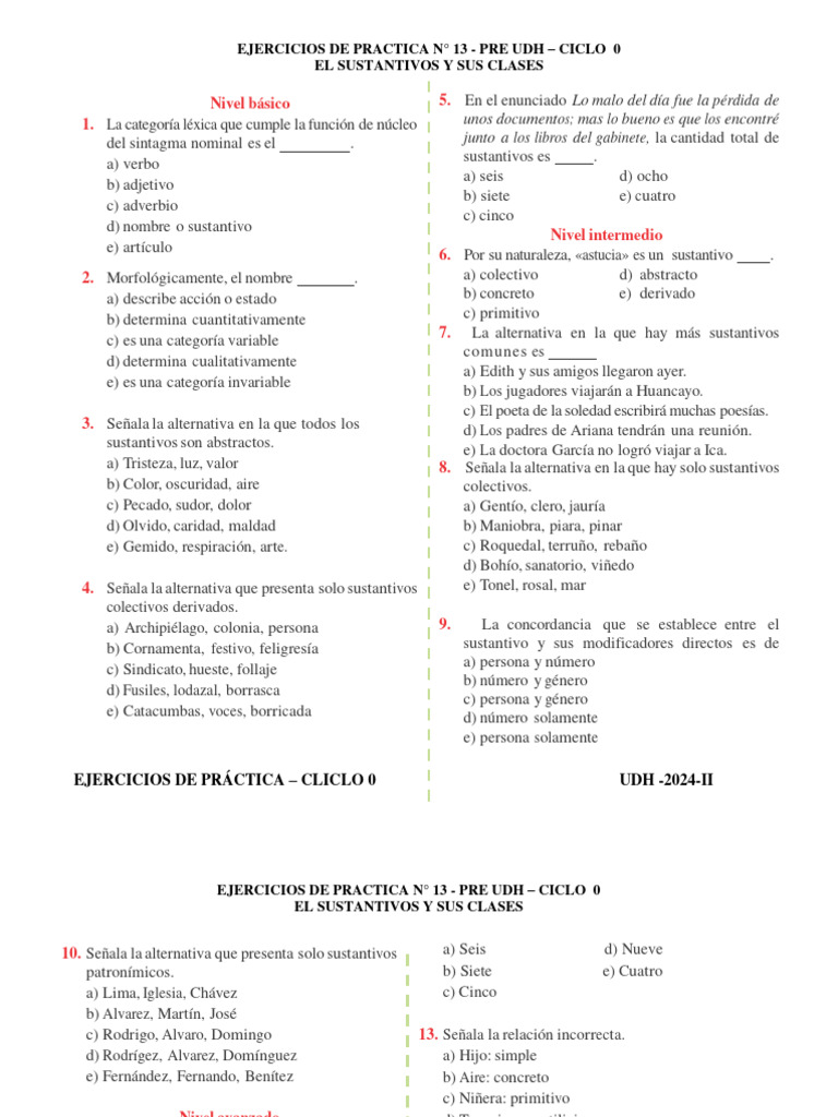 Ejercios de Practica Sustantivo Ok | PDF | Sustantivo | Lingüística