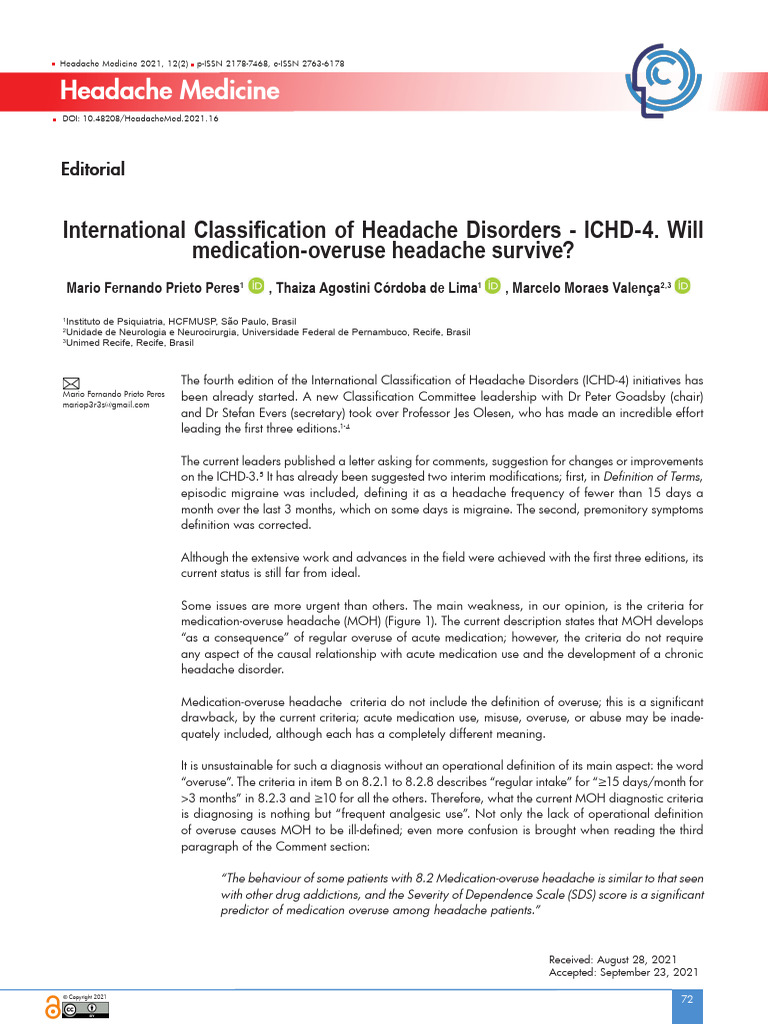 1+International+Classification+of+Headache+Disorders+ +ICHD 4.+Will ...