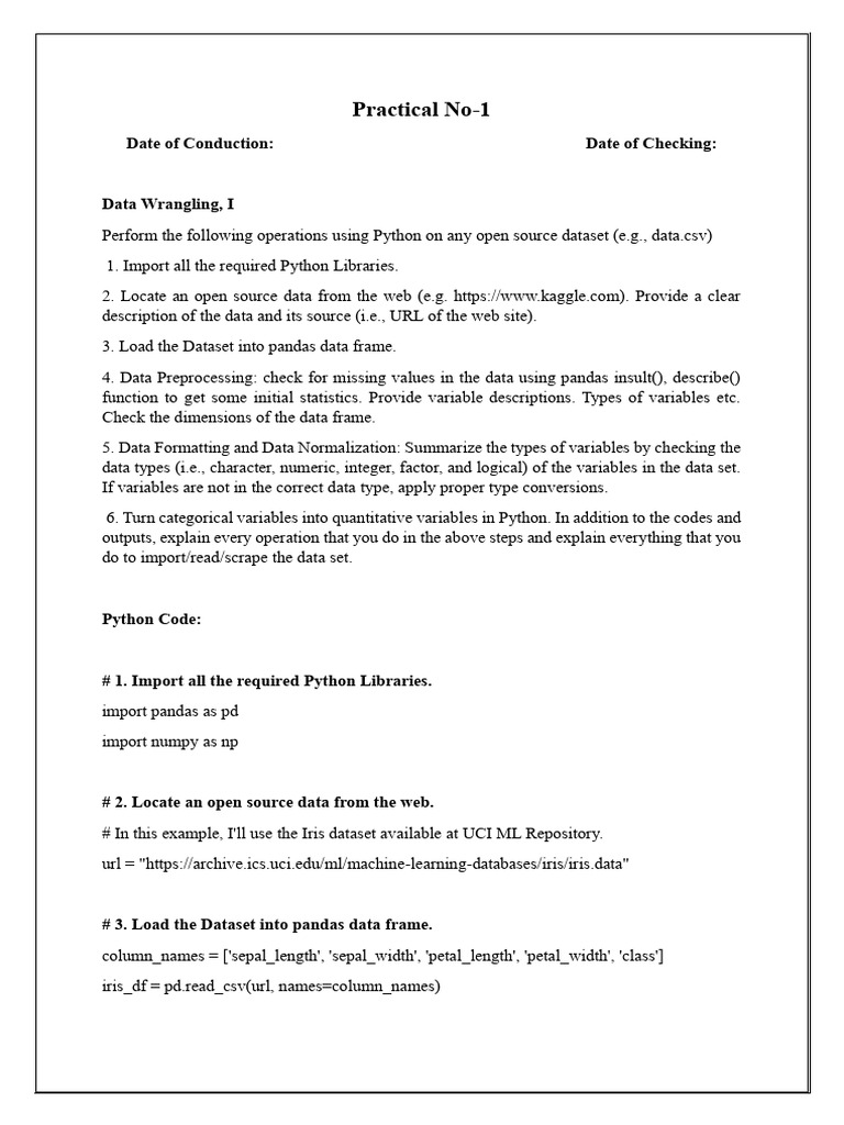Practical No -1 | PDF | Categorical Variable | Computer Science Practical No -1 | PDF | Categorical Variable | Computer Science