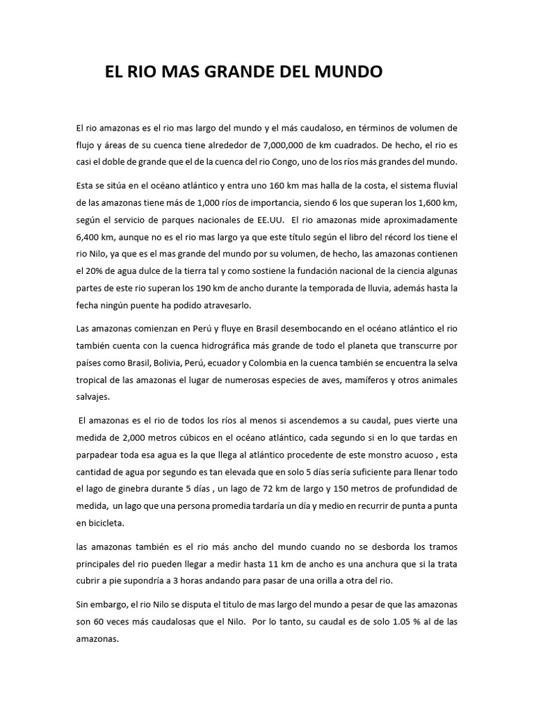 El Rio Mas Grande Del Mundo | PDF | río Amazonas | Río