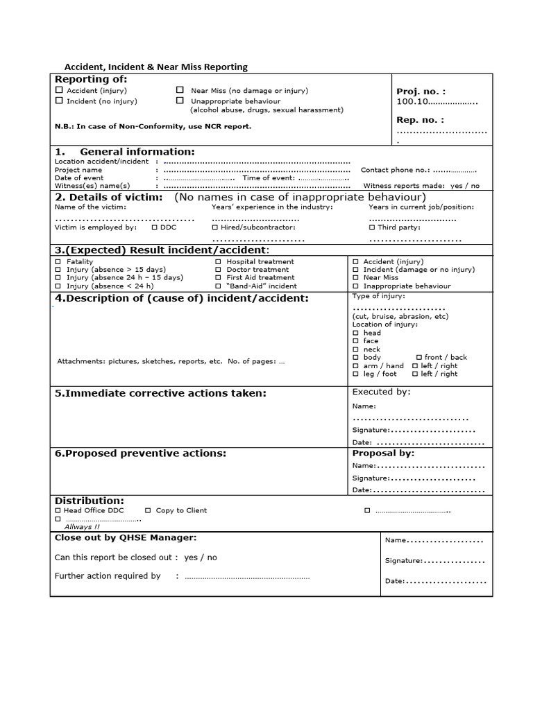 Incident & Accident Reporting Template | PDF | Injustice | Crime & Violence