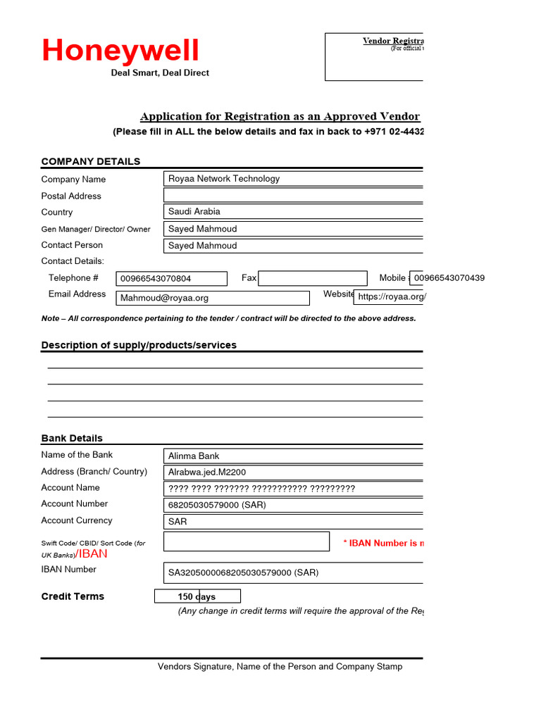 Vendor Registration Form | PDF