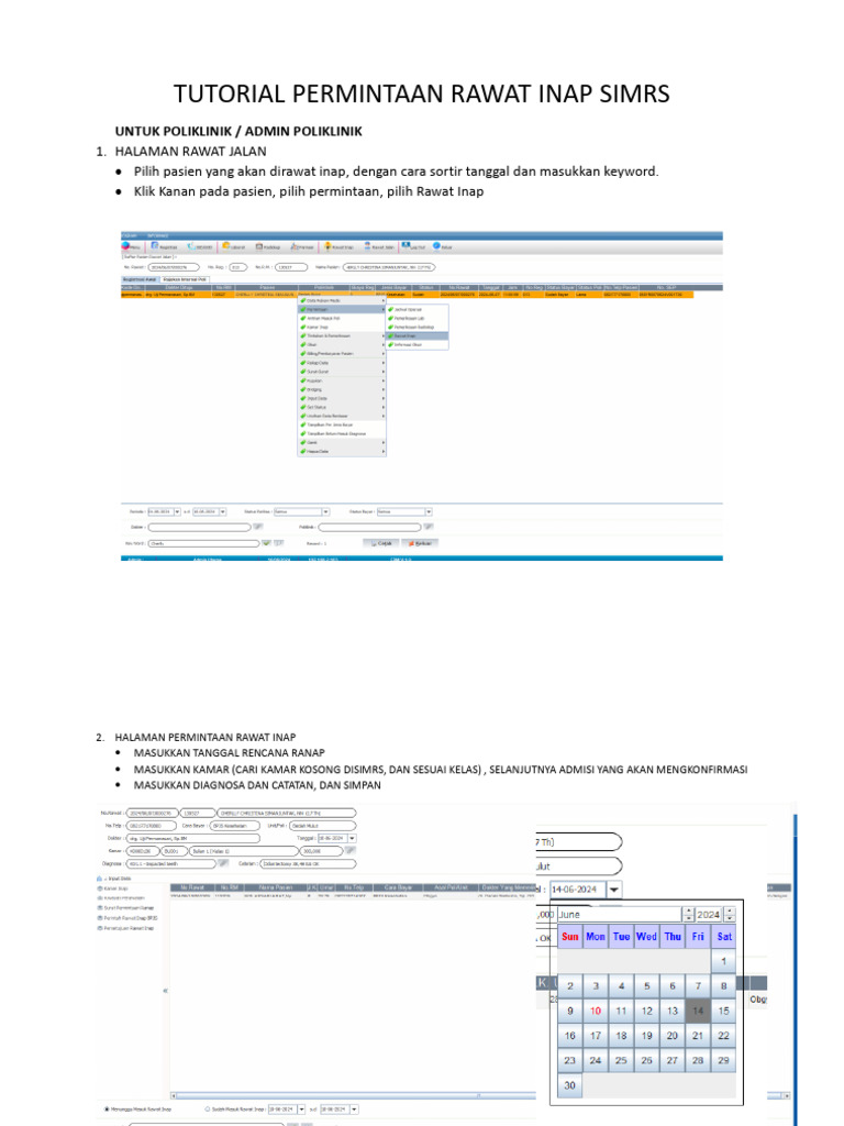 Tutorial SIMRS - Permintaan Rawat Inap | PDF | Kesehatan Holistik | Sains & Matematika