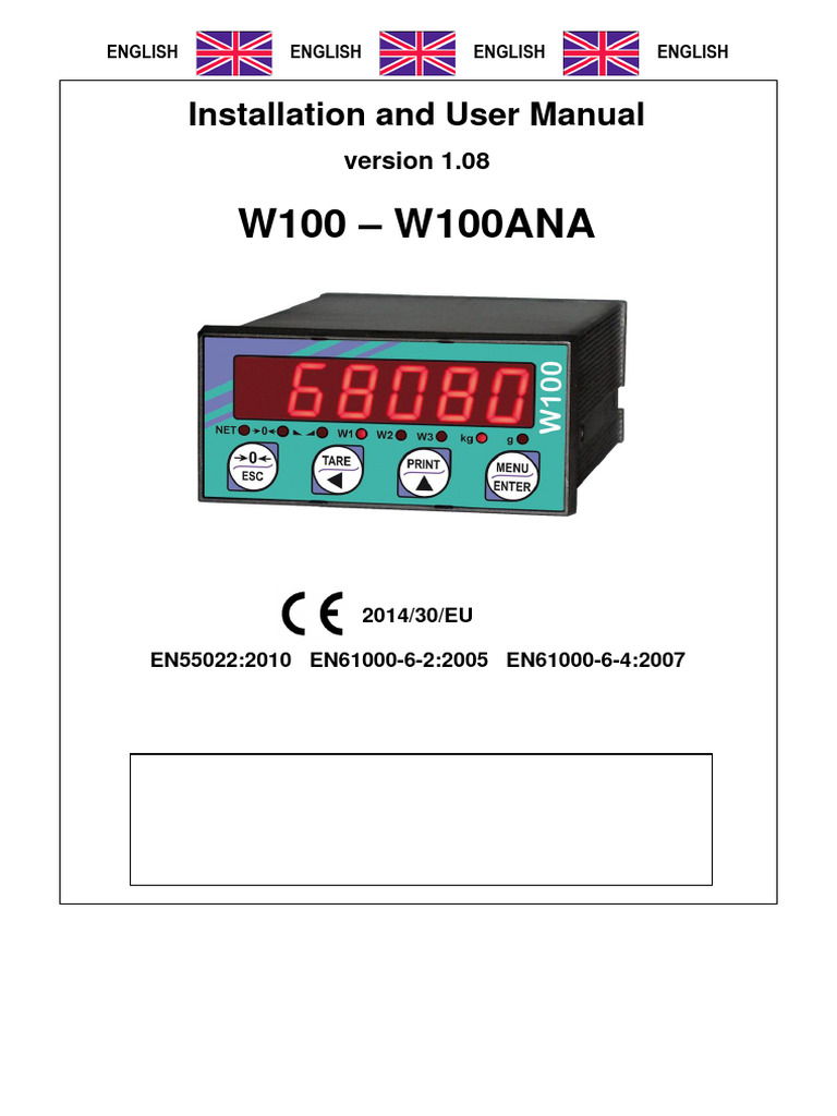 W100 Manual EN | PDF | Pipe (Fluid Conveyance) | Electricity
