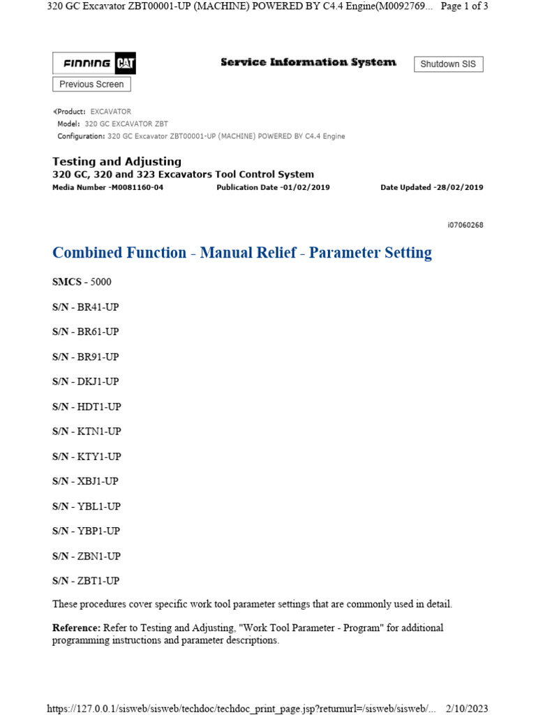 Combined Fuction - Manual Relief - Parameter Setting | PDF | Pump ...