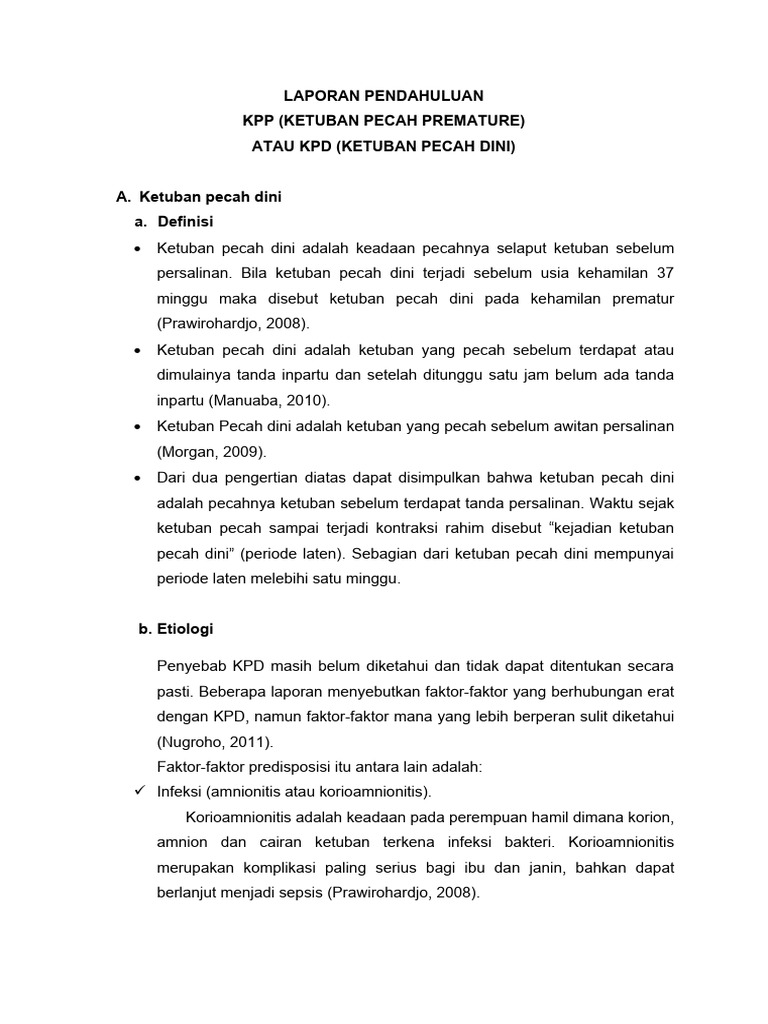 LAPORAN PENDAHULUAN KPD Fix Rev | PDF | Pengembangan Diri | Kesehatan Holistik