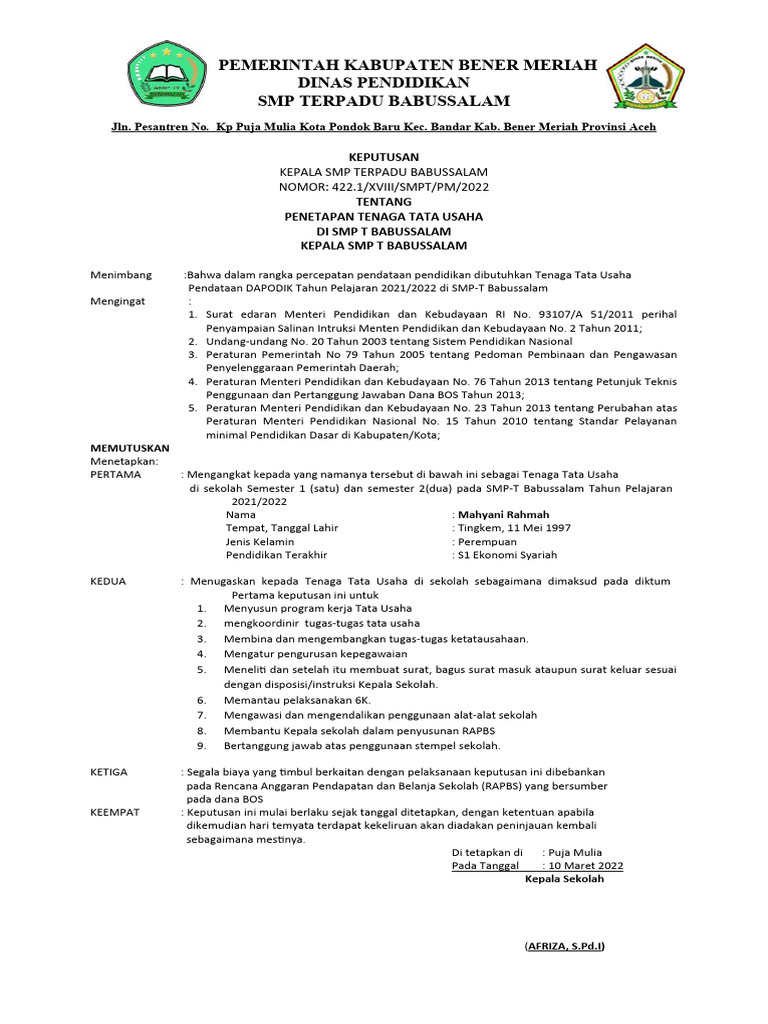 Contoh SK TU | PDF
