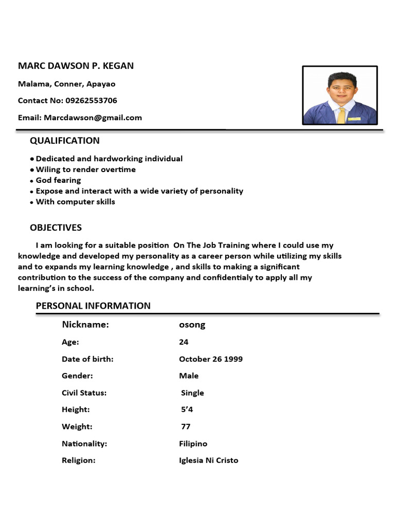 resume-for-OJT-on-the-job-training | PDF