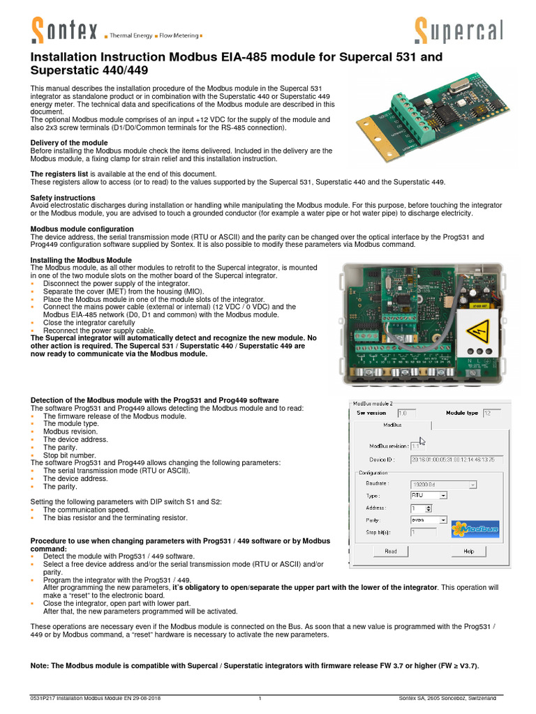 Modbus Module Installation Guide | PDF | Power Supply | Rectifier