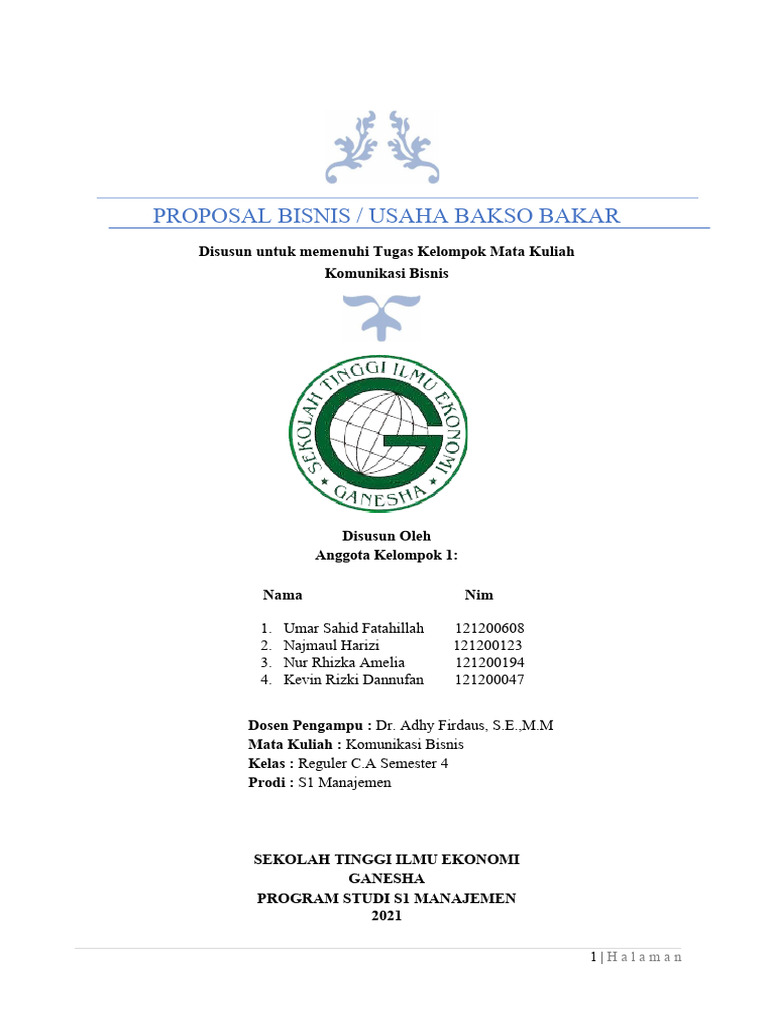 Proposal Bisnis Usaha Bakso Bakar | PDF