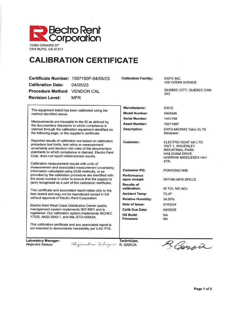 SN000035622 Cal Cert | PDF