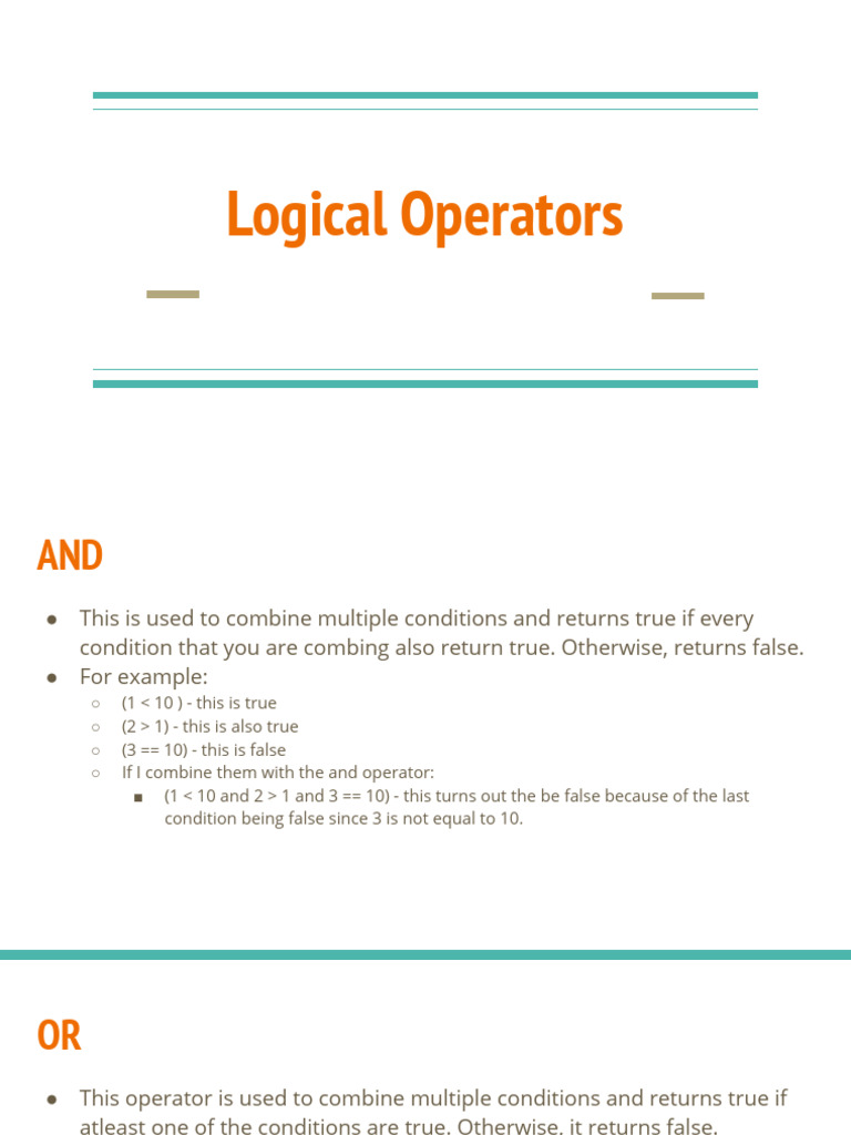 3.1 Logical Operators | PDF 3.1 Logical Operators | PDF