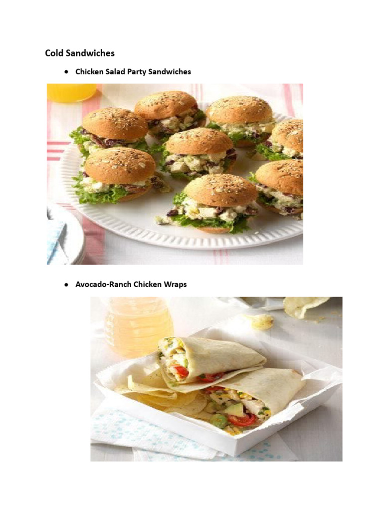 Cold Sandwiches: Chicken Salad Party Sandwiches | PDF