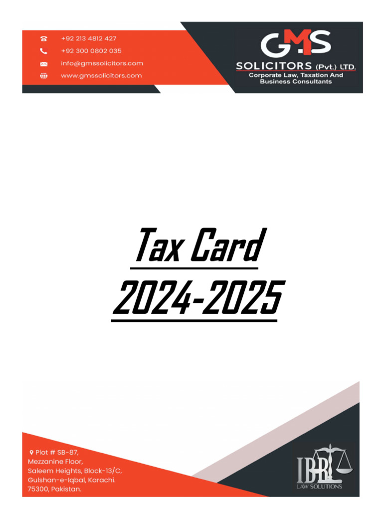 Tax Card For Tax Year 2025 | PDF | Taxes | Capital Gains Tax