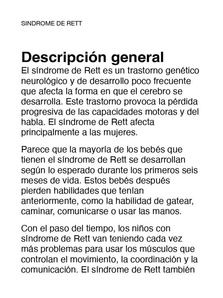 Sindrome DE RETT | PDF | Trastorno mental | Escoliosis