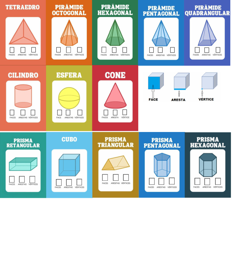 Vértices, Arestas e Faces - Fichas 2 | PDF