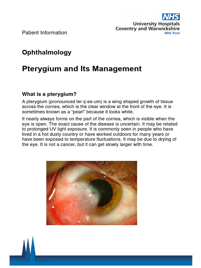Pterygium and Its Management | PDF | Human Eye | Causes Of Death
