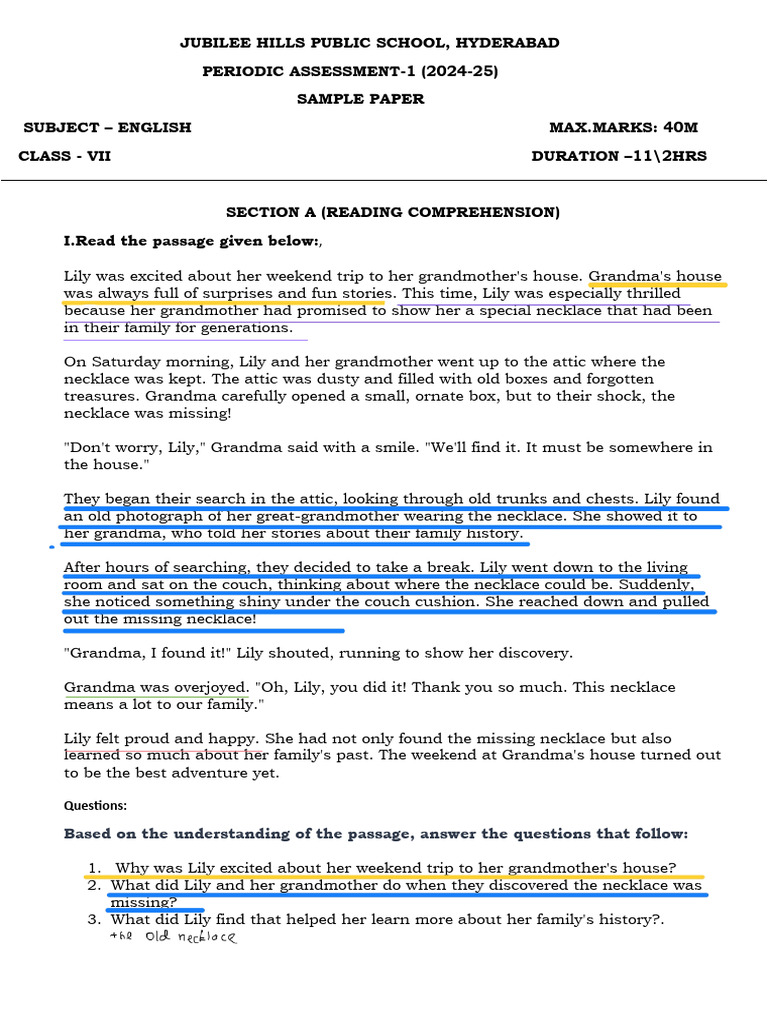 SAMPLE PAPER PA-1 - 8 | PDF