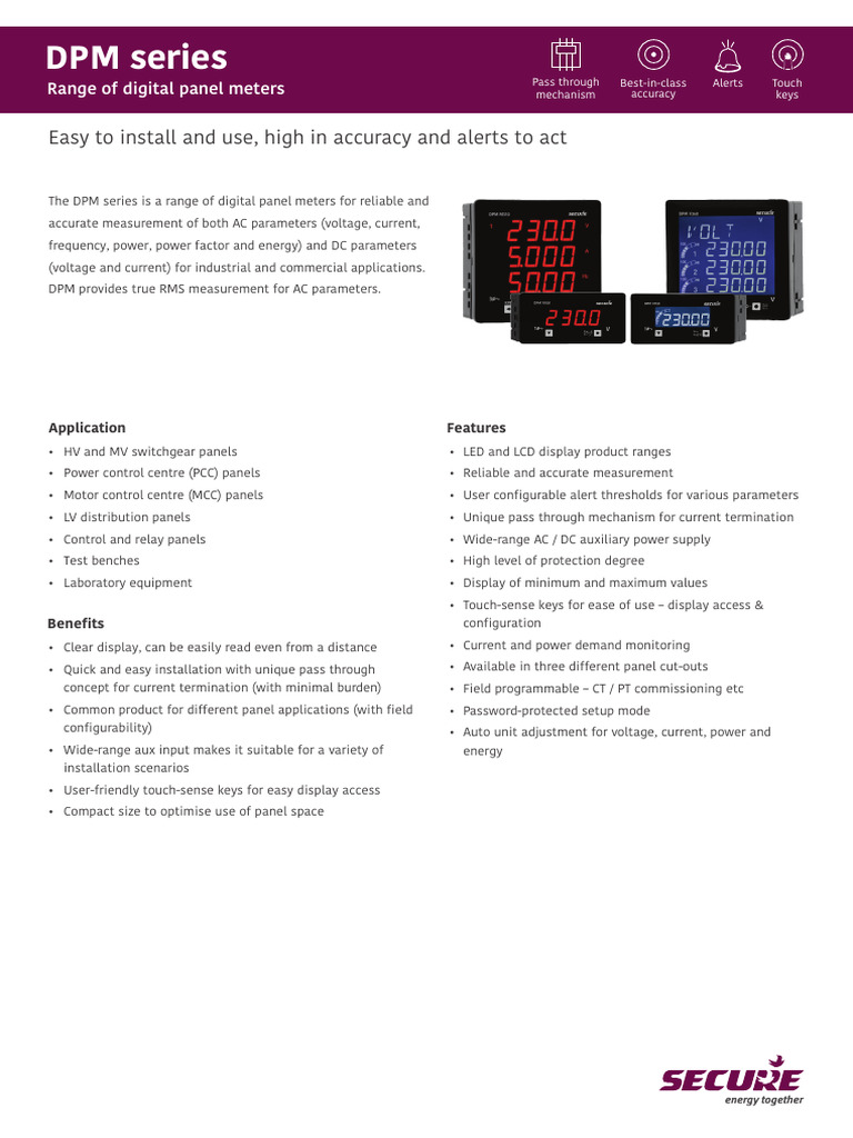 DPM Series Digital Panel Meters Overview | PDF | Voltage | Electronics