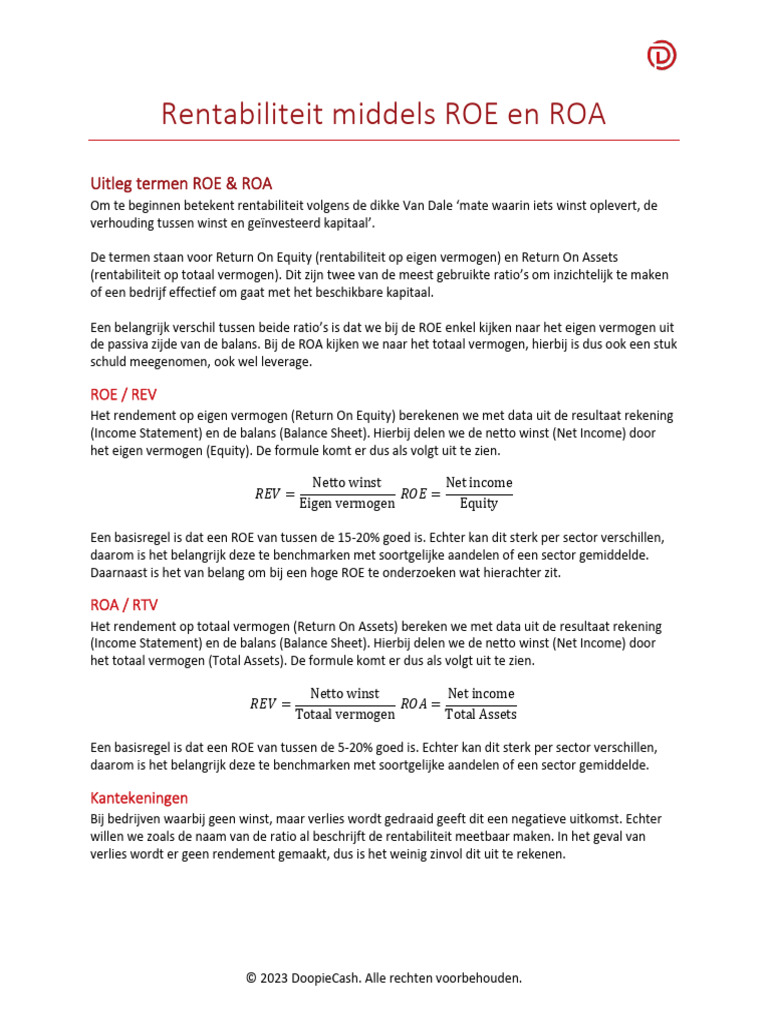 Uitleg Rentabiliteit | PDF