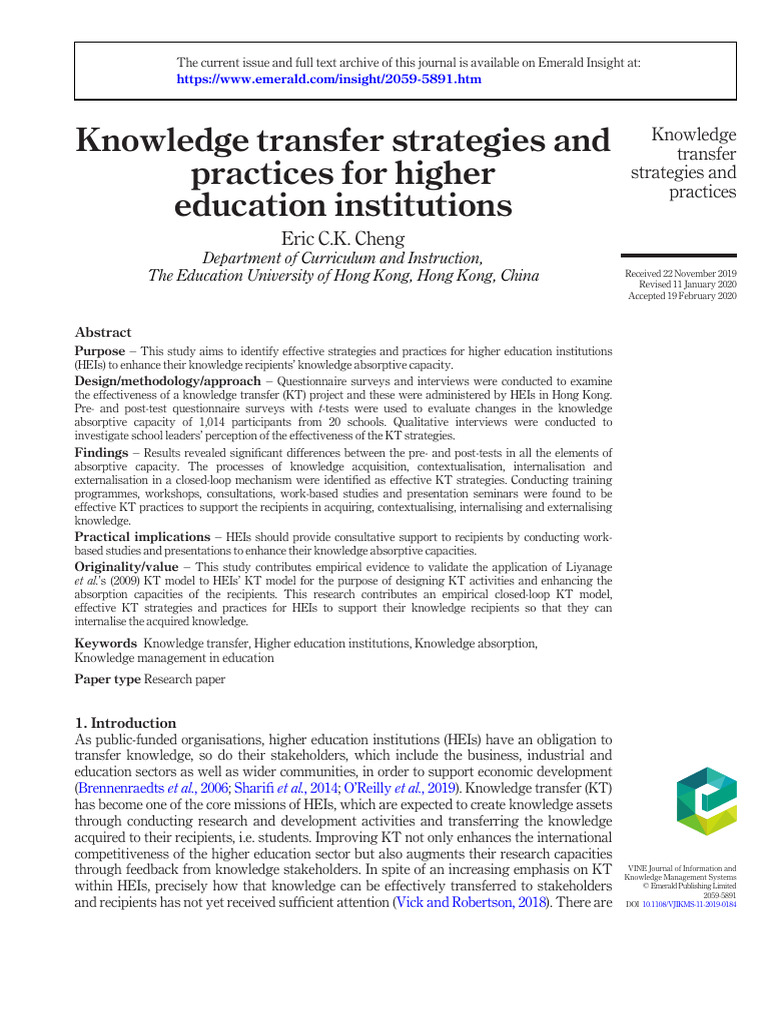 Cheng 2020 | PDF | Knowledge | Cognition