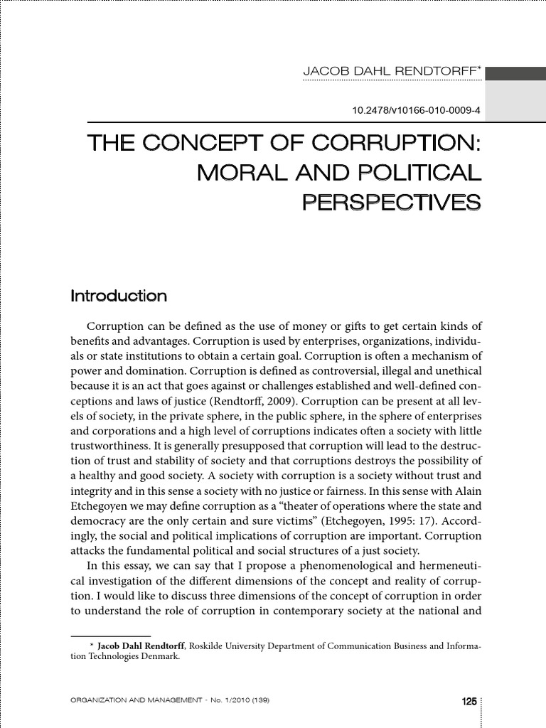 Corruption: Moral and Political Insights | PDF | Integrity | Justice