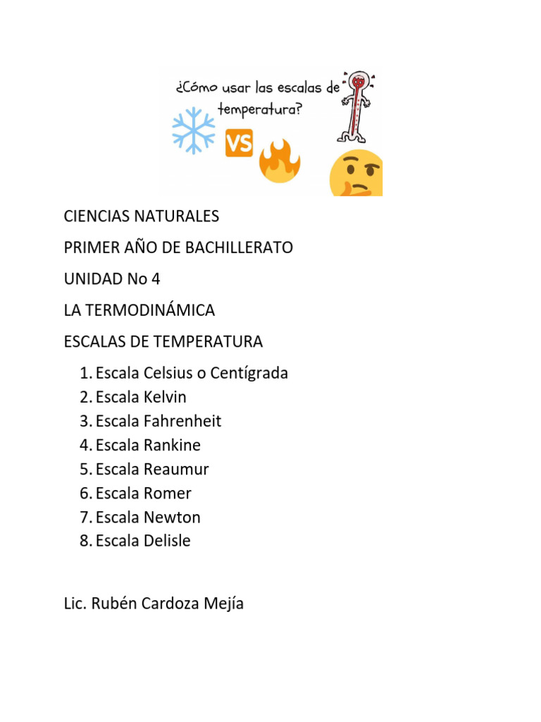 Escalas de Temperatura y Formulas de Conversion | PDF