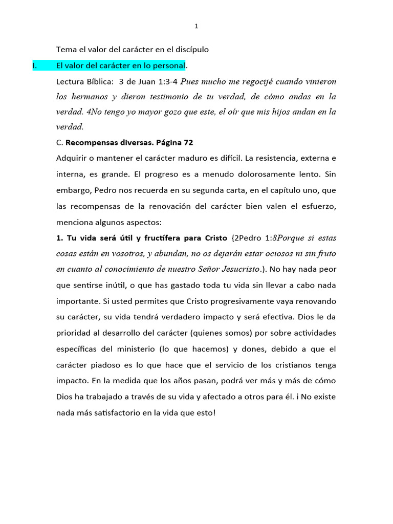 Tema el valor del carácter en el discípulo | PDF | Juan el apóstol ...