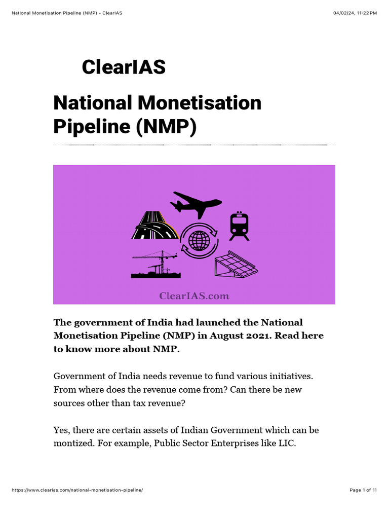 NMP Explained for UPSC Aspirants | PDF | Infrastructure | Public ...
