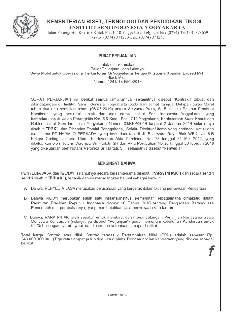 Contoh Spk-Mobil-2020 | PDF | Bisnis | Pengelolaan Keuangan & Uang