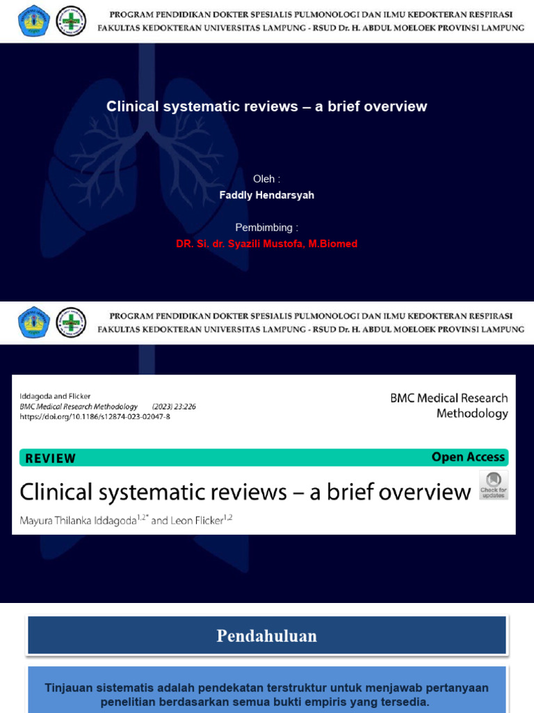 Clinical Systematic Reviews - A Brief Overview | PDF