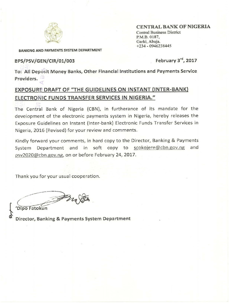 Exposure Draft Guidelines On Instant E-Funds Transfer | PDF | Banks ...