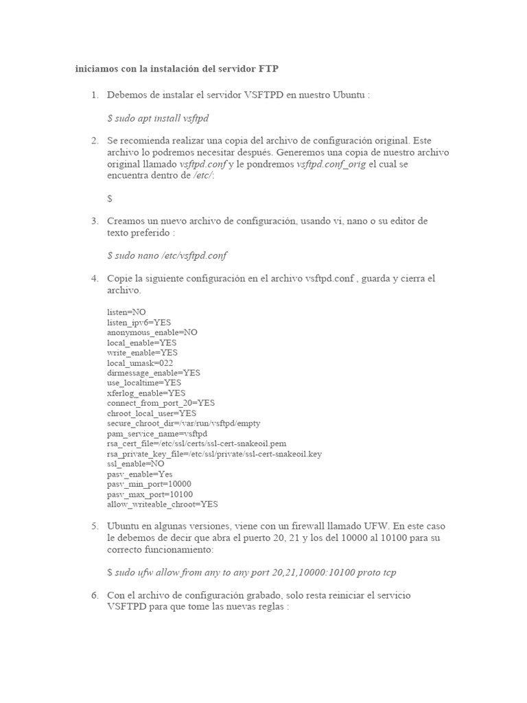 Instalación Del Servidor FTP | PDF | Protocolo de transferencia de archivos | Protocolos de red