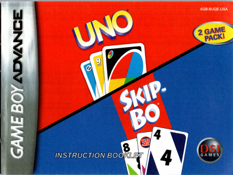 2 Game Pack! - Uno + Skip-Bo (USA) - 2 Game Pack! - Uno + Skip-Bo (USA ...