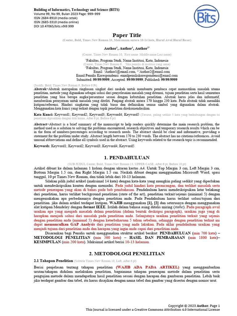 Template BITS 2023 Indonesia | PDF