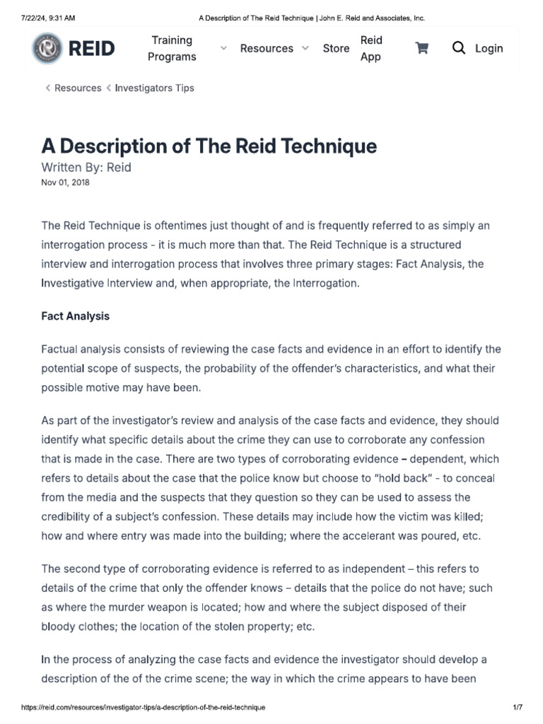 Reid Technique | PDF Reid Technique | PDF