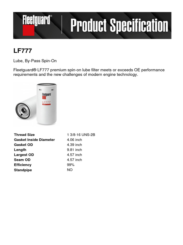 Product Specification - LF777 | PDF