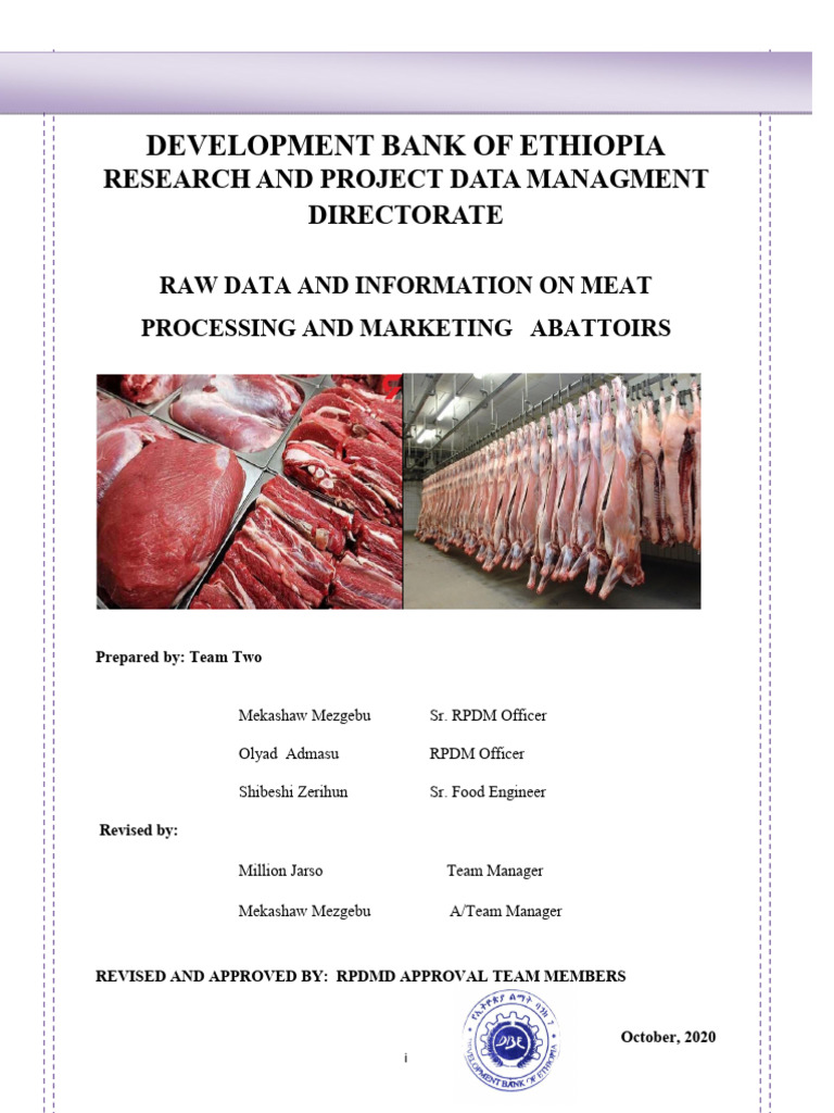 Meat Processing and Marketing Data Ethiopia | PDF | Slaughterhouse | Meat