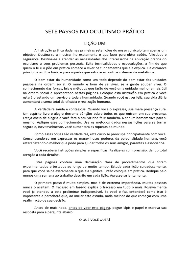 Sete Passos do Ocultismo Prático | PDF | Conhecimento | Intenção