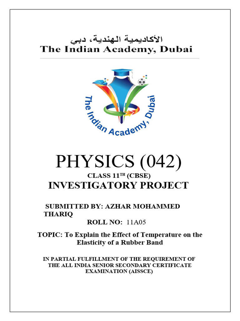 Azhar-Grade11 Physics Investigatory Project | PDF | Polymers | Young's Modulus