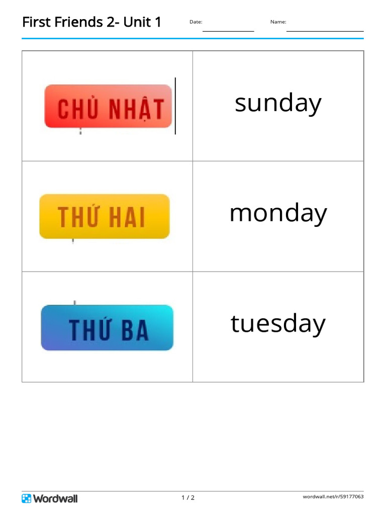 First Friends 2 Unit 1 Flash Cards | PDF