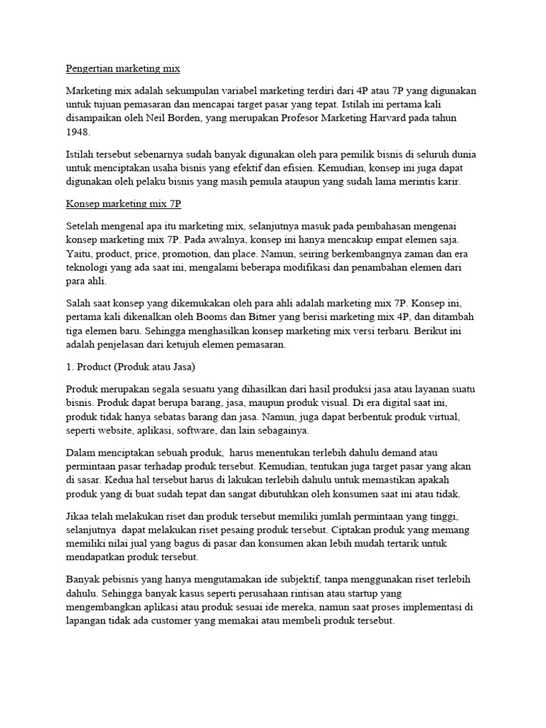 Isi Marketing Mix | PDF | Karier & Perkembangan | Pengelolaan Keuangan & Uang