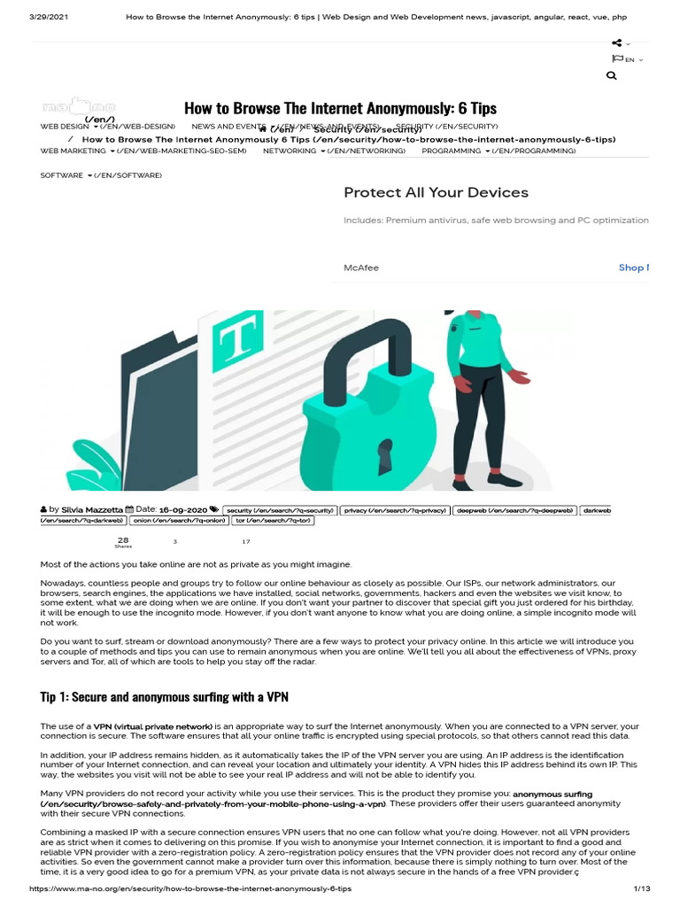 How To Browse The Internet Anonymously - 6 Tips | PDF | Proxy Server | Internet Privacy