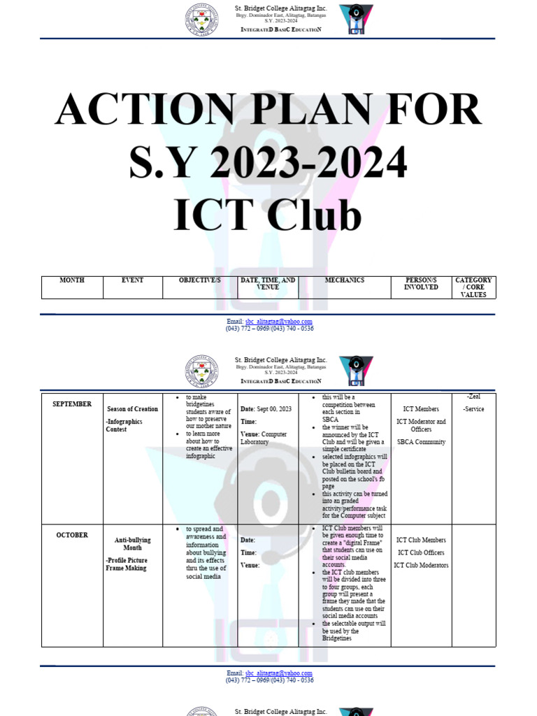 ICT CLUB - Action Plan | PDF | Cyberspace | Computing