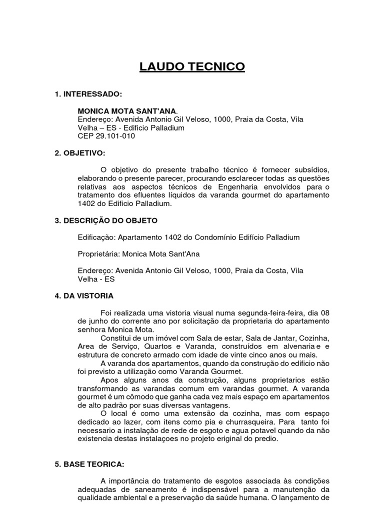 Parecer Tecnico Monica - Tratamento A | PDF | Águas residuais | Construção