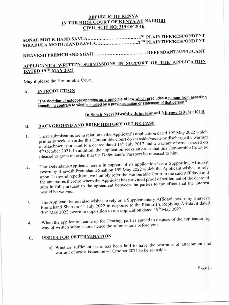 Applicant's Submissions Dated 26TH June 2023 | PDF