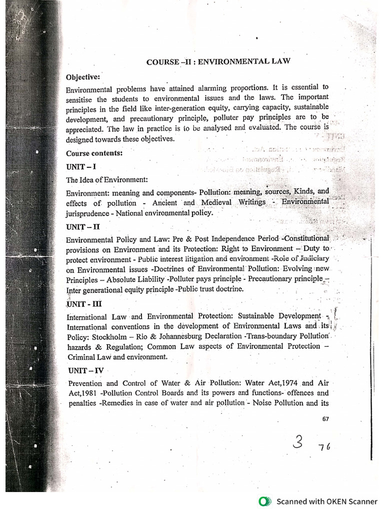 Environmental Law Important Questions | PDF
