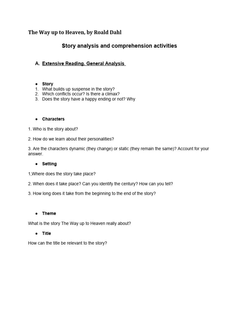 The Way Up To Heaven, by Roald Dahl | PDF